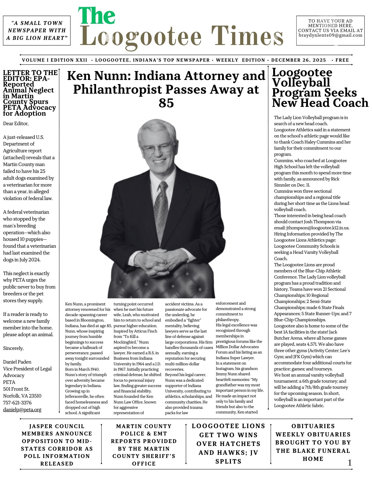 The Loogootee Times - A Small Town Newspaper With A Big Lion Heart